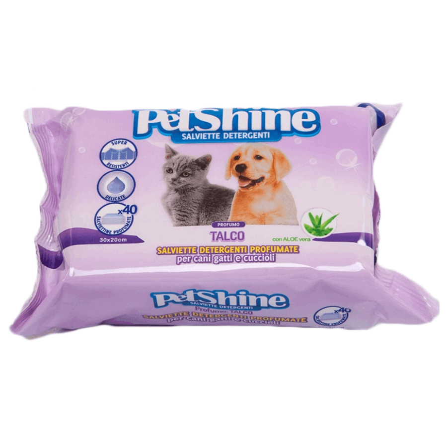 PETSHINE WET WIPES TALCO 40τμχ - ktiniatrikoskosmos.gr